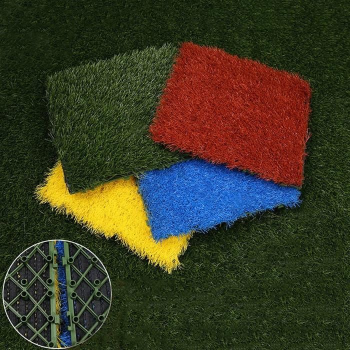 Dalles de Sol Extérieurs À Emboîtement Dalles de Gazon Artificiel Herbe de Balcon (Red,30x30x2 ...