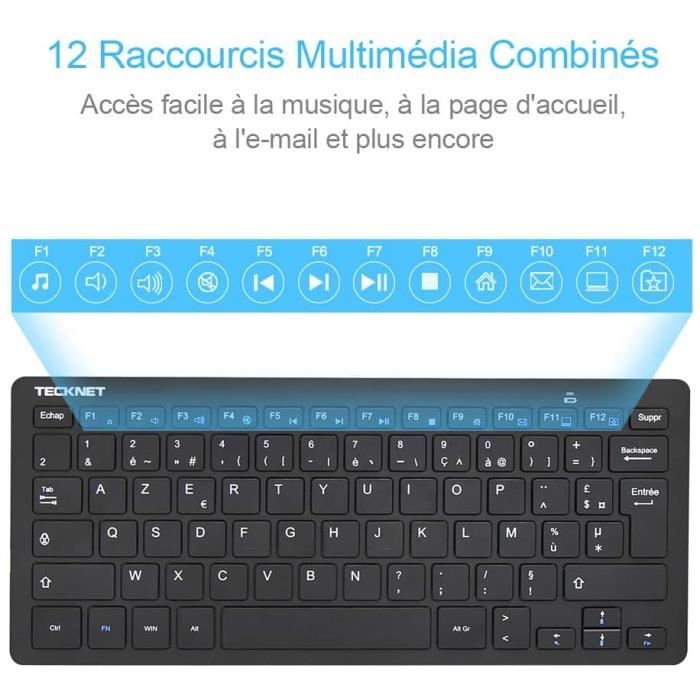 CLAVIER D ORDINATEUR TECKNET Clavier sans Fil Mini 24G UltraMince ...