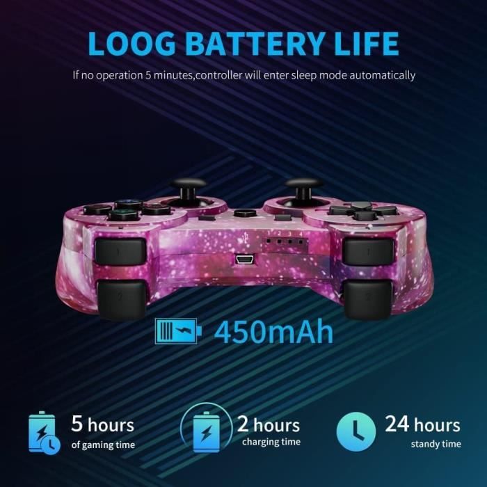 Muzeli Manette Pour Ps3 Contrôleur Sans Fil À Double Choc Pour Ps3 Avec ...