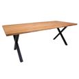 Table a manger en bois coloris chene huile - Dim : 200 x 95 x H 75 cm ...