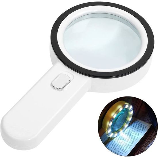 Loupe de Lecture éclairée, Loupe 30X avec 12 LED Lumière, Loupe Grossissante à Main, Loupe ...