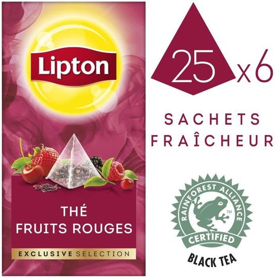 Lipton Thé Fruits Rouges 6 x 25 sachets pyramides - Cdiscount Au quotidien