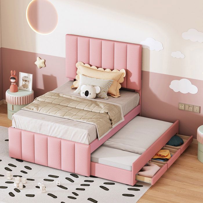 Lit fille 90x200 cm avec lit gigogne 90x190 cm et 3 tiroirs - lit ...