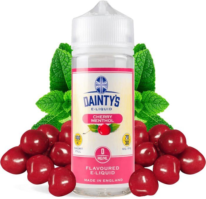 Daintys - Cherry Menthol - Eco Vape E-Liquid | 100ml | Sans Nicotine NI TABAC | 70VG/30PG | E ...