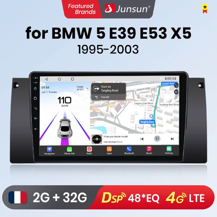 Junsun Autoradio Android12 pour BMW 5 E39 1995-2003 E53 X5 M5 Carplay ...
