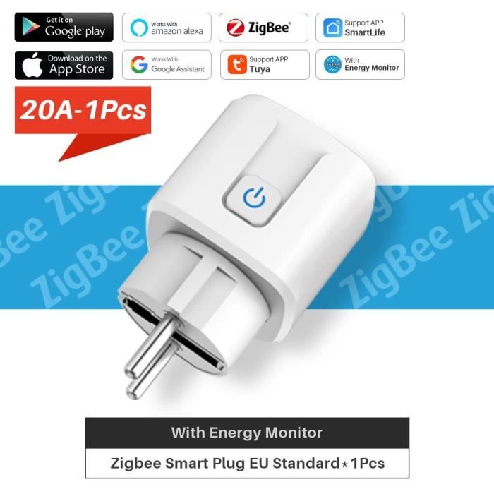 20A-1Pcs European specification plug-Prise intelligente Tuya Zigbee EU ...