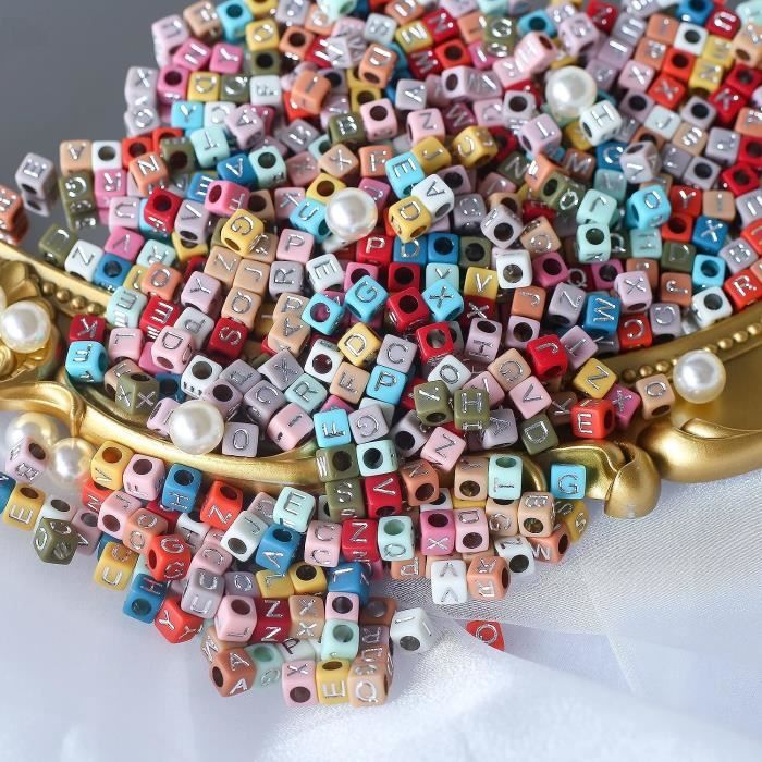 Perles Lettres 1000Pcs Perle Alphabet Perle Colorées Avec Lettres ...