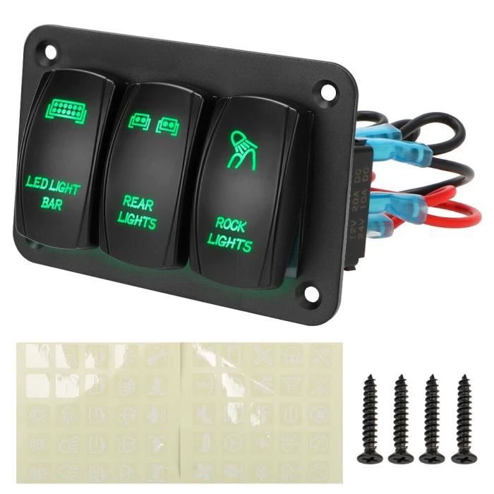 Vert-12V 24V 3 Gang Switch Panneau Light Toggle Circuit Breaker DED ...