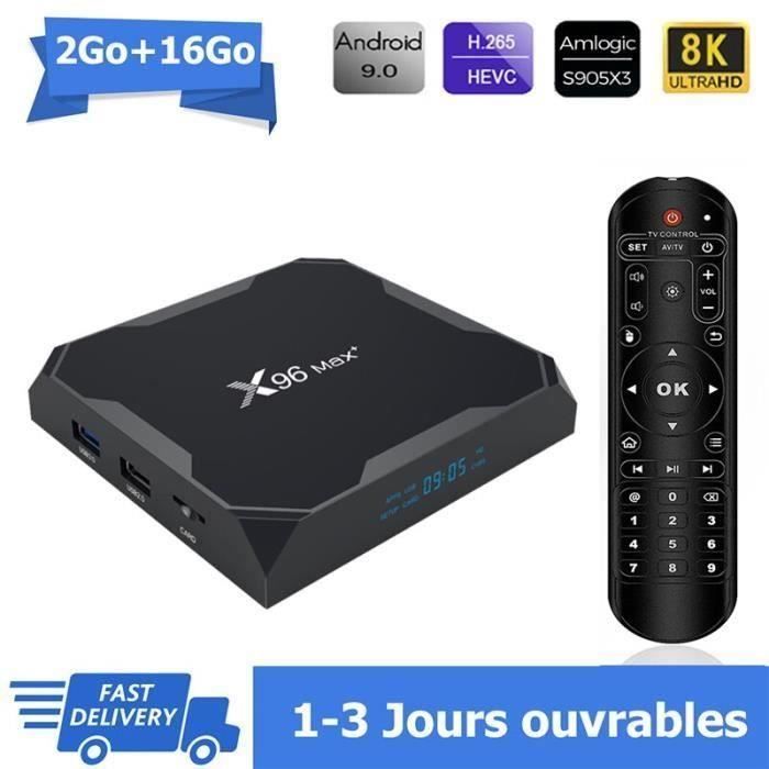 TV Box Android 9.0 X96 MAX PLUS Amlogic S905X3 2Go 16Go Quad Core H.265 4K Lecteur multimédia ...