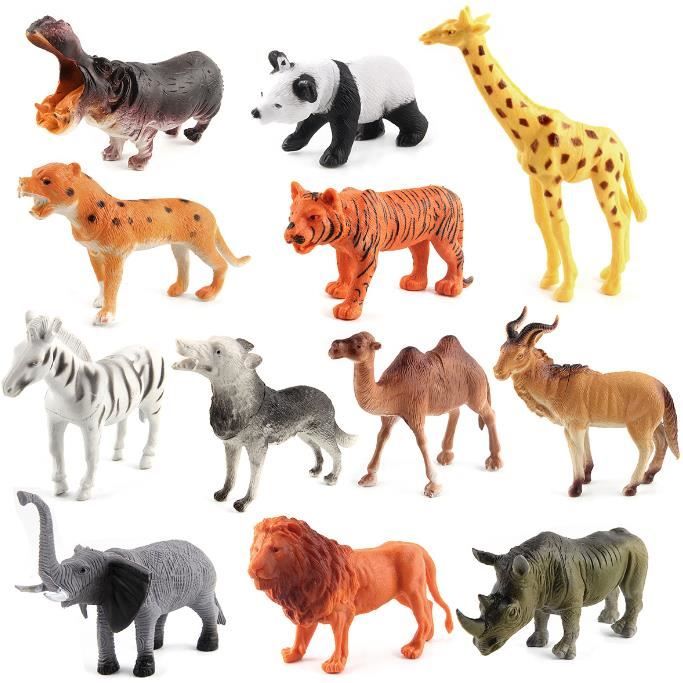 Jeux Figurine Animaux,12 Pièces Grand Animaux la Jungle Animaux Jouet ...