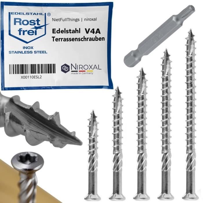 Vis De Terrasse 5X50 Acier Inoxydable V4A Vis Torx 5Mm D'Épaisseur 500 ...