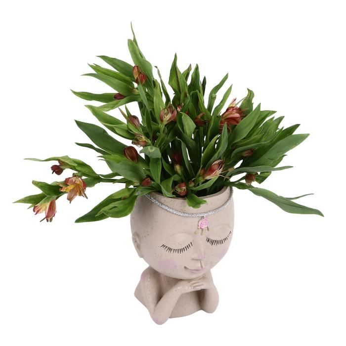 ESTINK Pot Créatif Succulent Resin Visage Pot Grand ouverture Résine ...