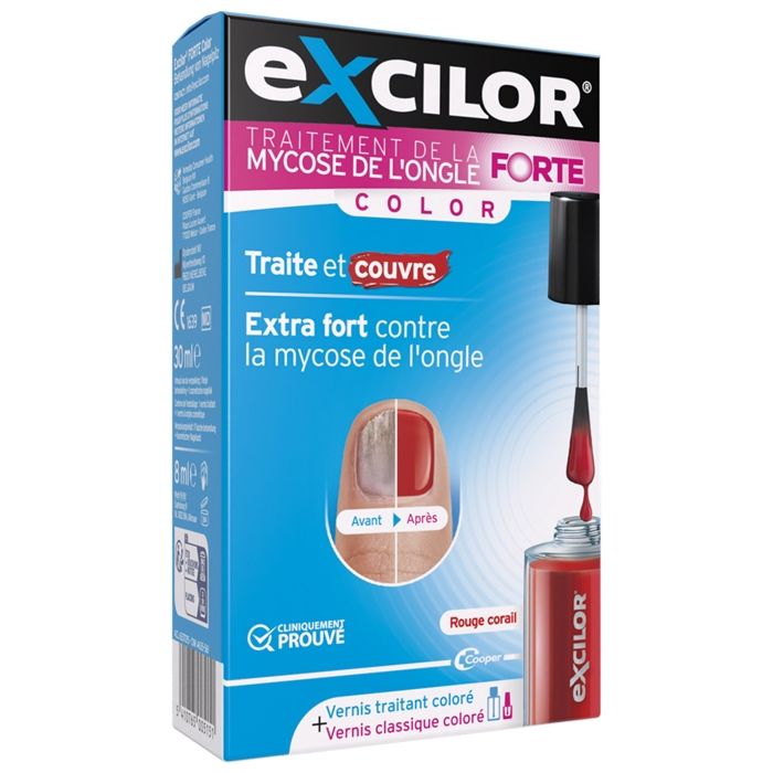 Excilor Forte Solution Mycose de l'Ongle Vernis Coloré Rouge 30ml ...