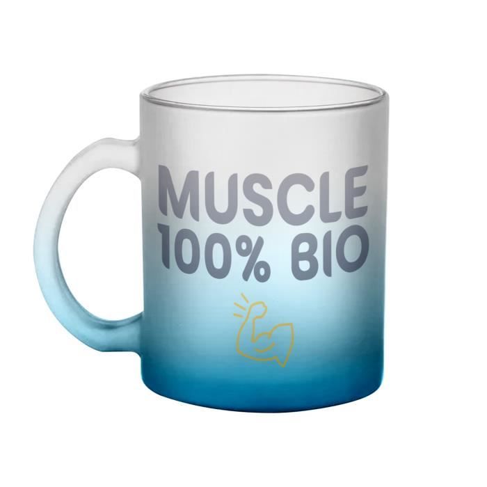 Mug en Verre Bleu - Muscle 100% Bio Sport Musculation Fitness Workout ...