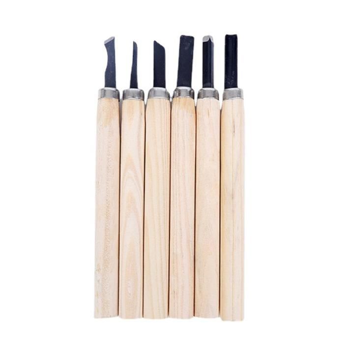 HURRISE Ensemble de sculpture sur bois 6 pièces outils de sculpture sur ...