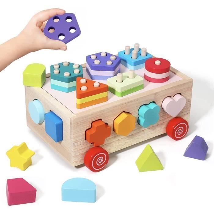 Jouet Montessori en Bois pour 1 an, Forme Trieur Blocs Jouets ...