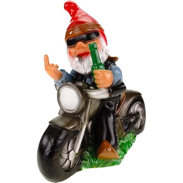 Nain de jardin Rocker sur moto PVC résistant aux chocs Nain – Figurine ...