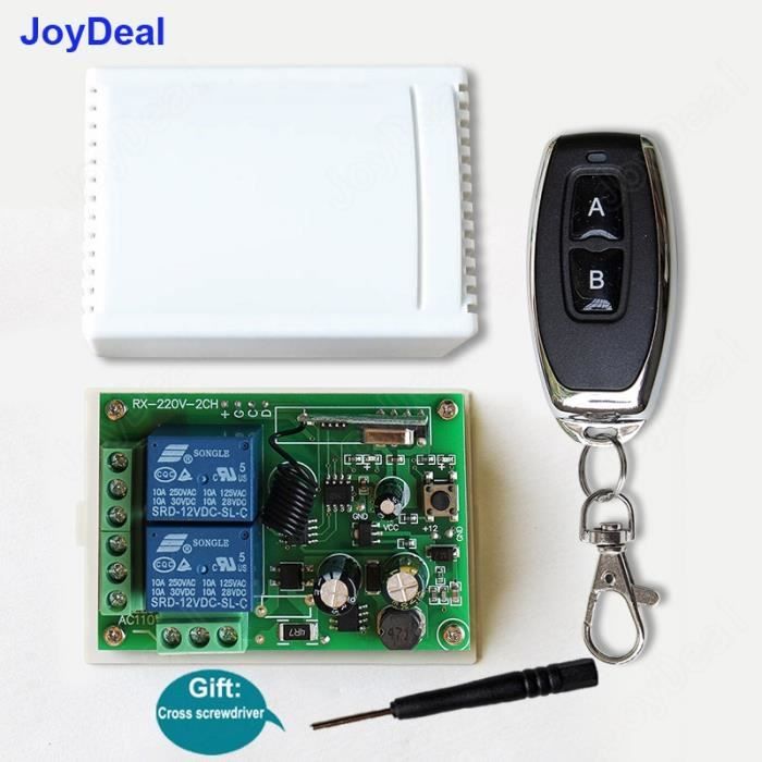 1 Receiver And 1 RC -433 Mhz Universel Sans Fil Télécommande Interrupteur AC 220V 110V 120V 2CH ...