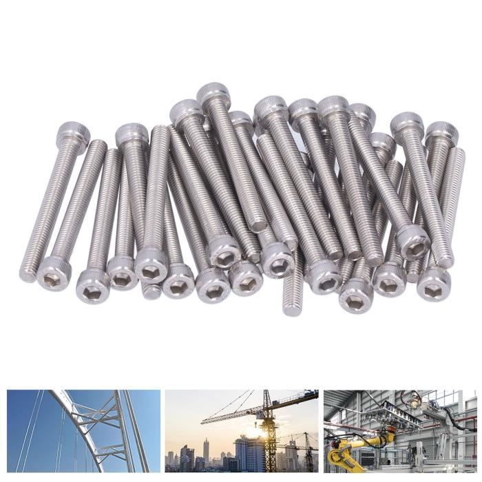 30 pièces M5 vis à tête hexagonale à tête cylindrique A2 vis à tête ...