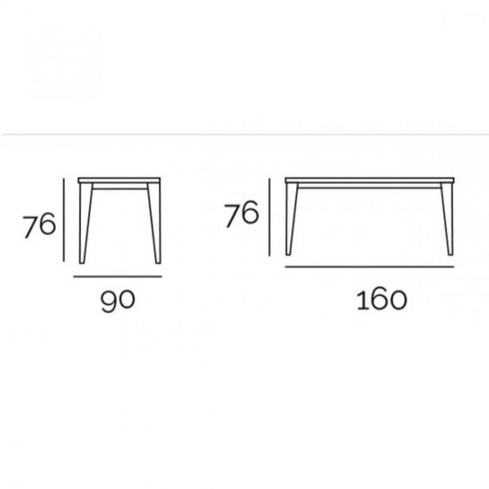 Table repas GEO 6 couverts 160 x 90 x 76 cm pieds chêne plateau verre ...