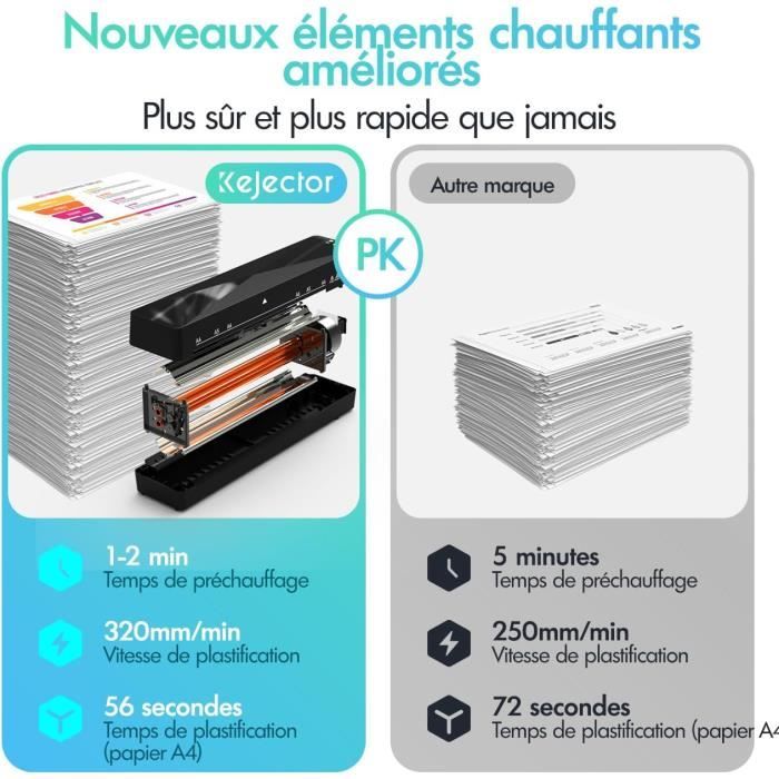 Plastifieuse A4 pour A4 A5 A6 A7 avec 50 films de plastification, plastifieuse A4 chaude et ...