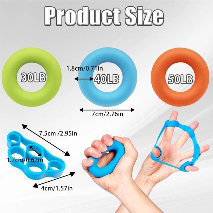 Muscleur de Main Grip Anneaux Ronds Renforcement de la préhension bande ...