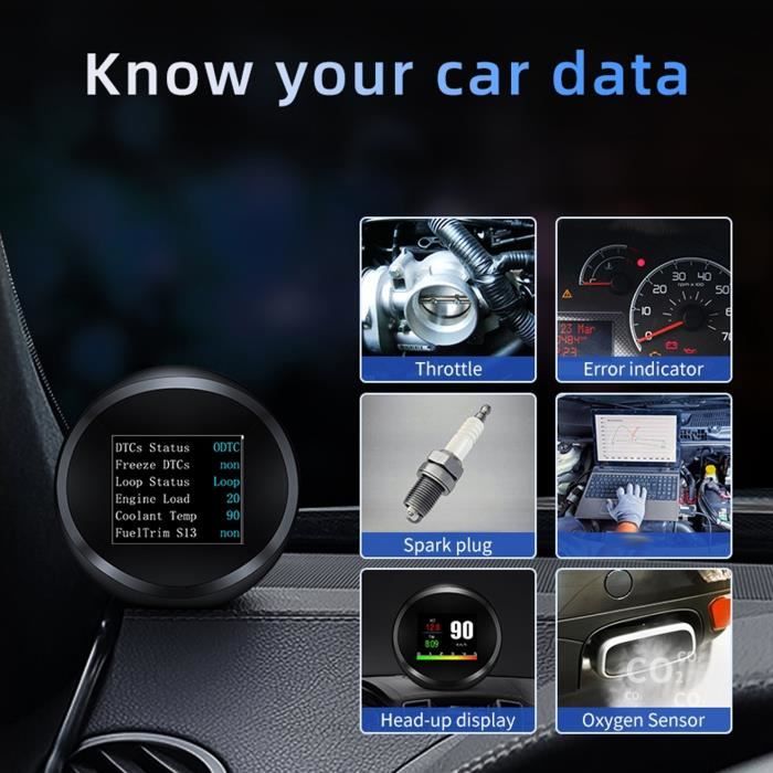 Dilwe affichage OBD HUD Affichage tête haute universel OBD2 GPS Mode ...