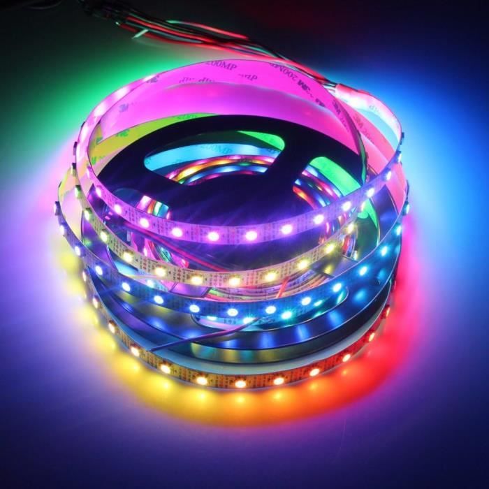 Bande LED 5M 5V 60LED-M 300 pixels programmable WS2812B RGB 5050 RVB ...