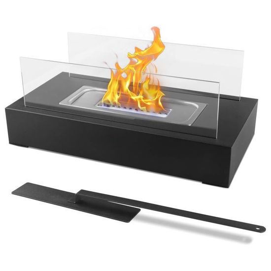Foyer de Table Portable d’Extérieur INSOUR - Cheminée Éthanol Noire ...