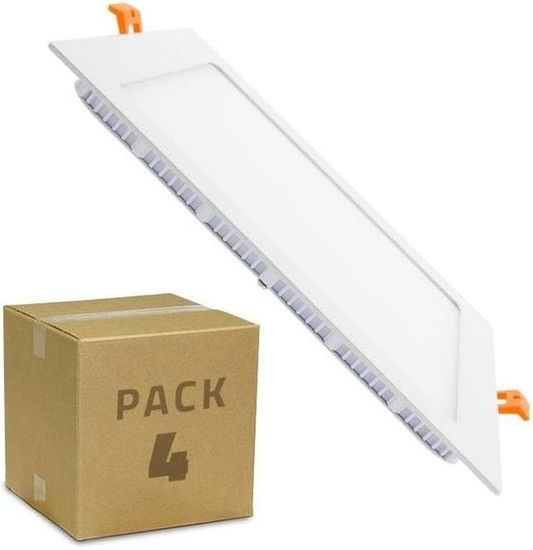 LEDKIA LIGHTING PACK Dalle LED Downlight Spot Encastrable Carrée Extra Plate 18W (4 Un) Blanc ...