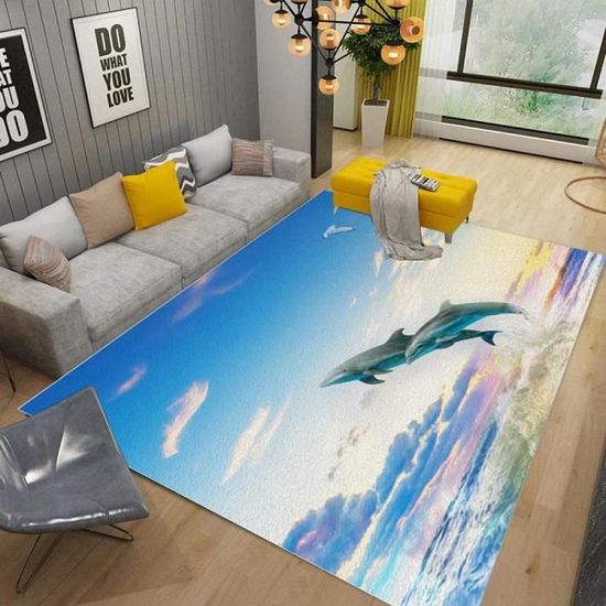 3D Tapis De Sol Imprimés Antidérapant Dauphin Matière Polyester Et ...