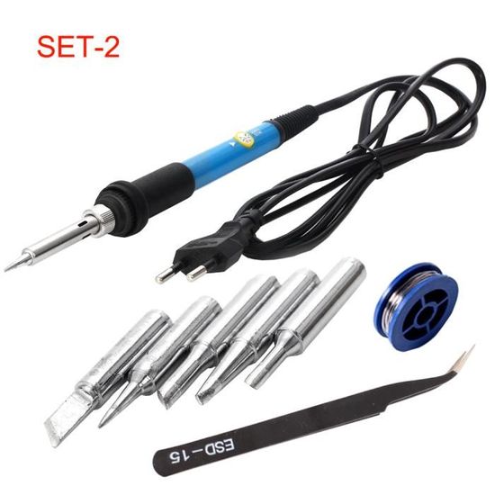 Plug 220V EU - Set-2 - Station de fer à souder électrique à température réglable avec 5 embouts ...