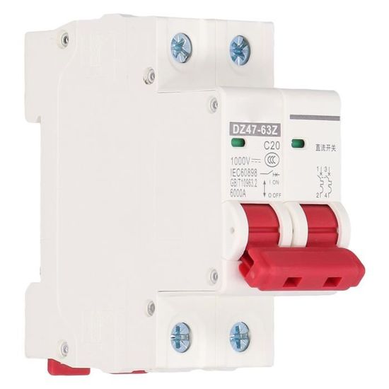 Keenso Mini disjoncteur DC Disjoncteur miniature DC 2P Isolateur de système PV solaire Montage ...