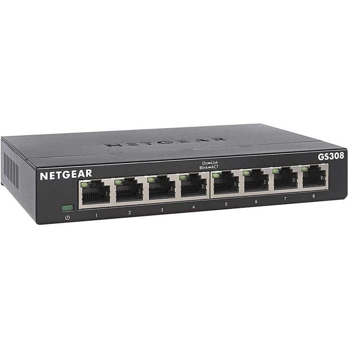 NETGEAR (GS308) Switch Ethernet 8 Ports RJ45 Métal Gigabit (10-100-1000 ...