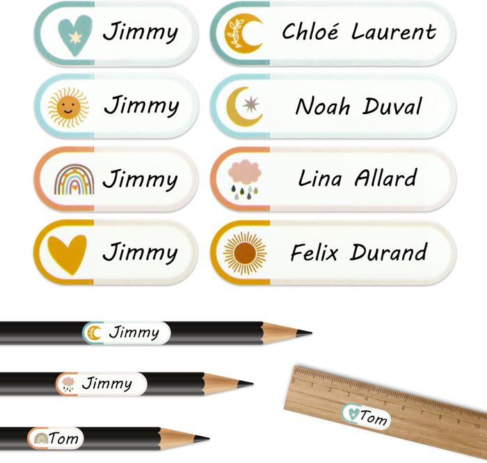 160 Étiquettes Personnalisées Autocollantes, Autocollants Nom Prénom ...