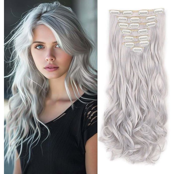 Extension de Cheveux Naturel Clips Boucls Extension a Clip Cheveux ...