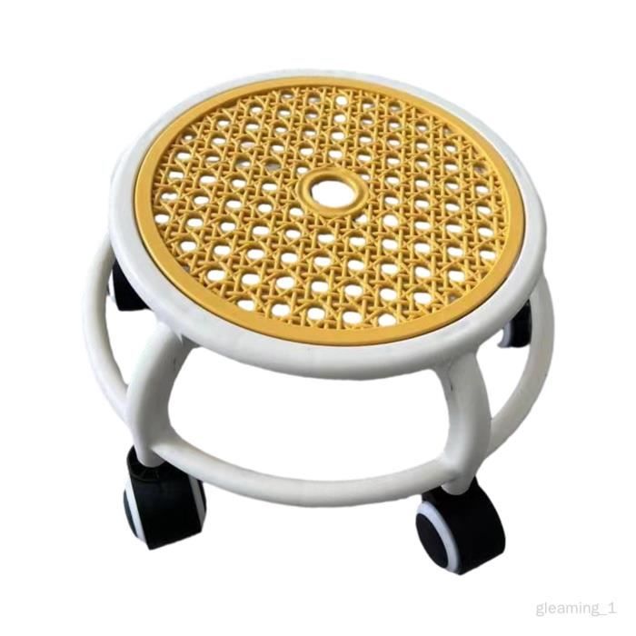 Tabouret à roulettes - Non spécifié - Petit rond - 360° rotatif - Blanc ...