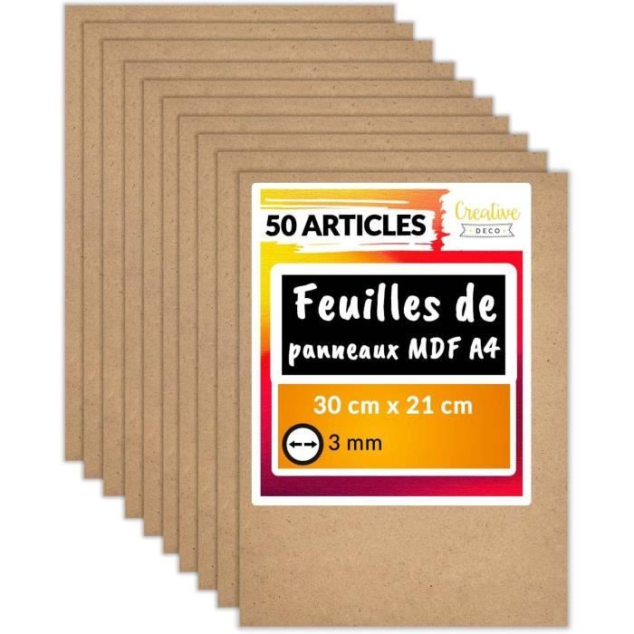 50 x A4 Panneau MDF | 300 x 210 x 3 mm | Feuille Planche Bois Brut ...