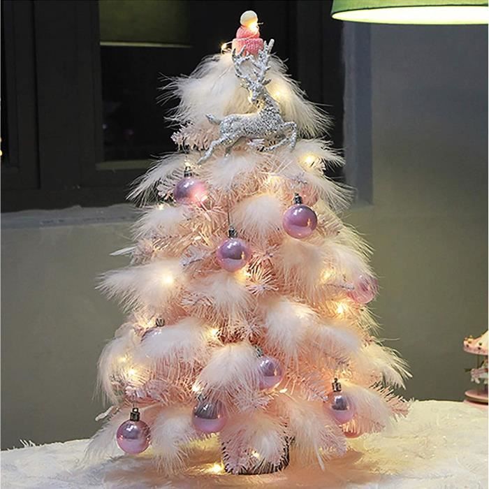 Rose Chaud Sapin de Noël Plume Décoration avec LED de lumières45cm ...