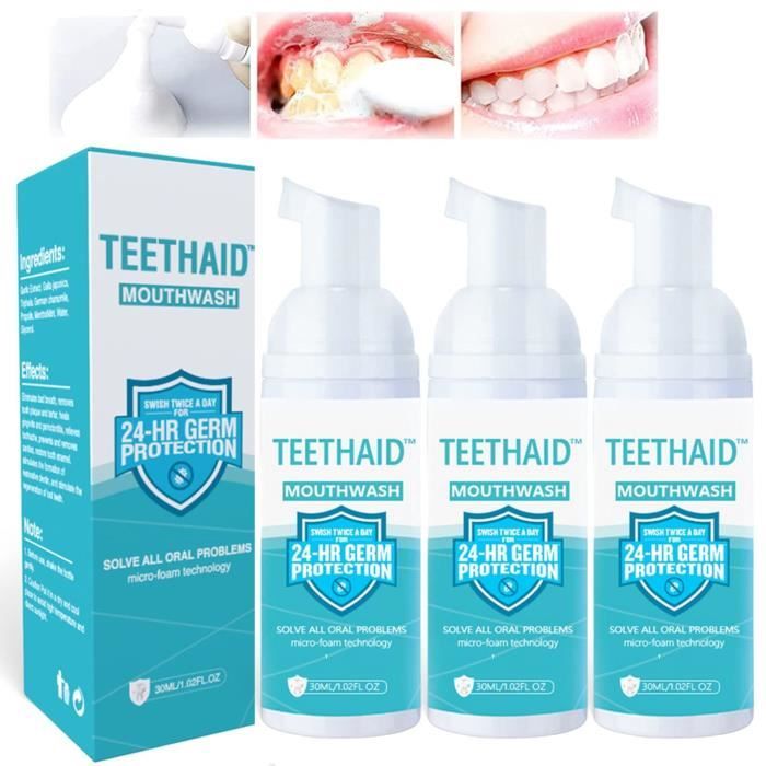 3PCS Teethaid rince-bouche - dentifrice en mousse blanchissant ...