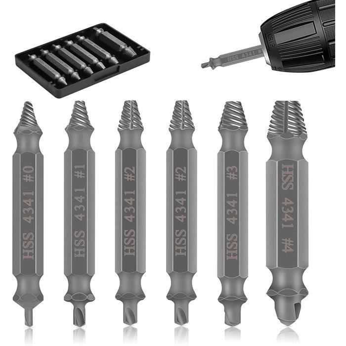 Lot de 6 extracteurs de vis à double tête endommagée - Kit d'extracteur ...