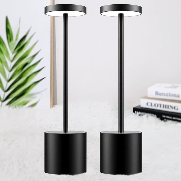 Lampe De Chevet Tactile Sans Fil Led, 5000Mah 2 Pcs Lampe De Table Usb ...
