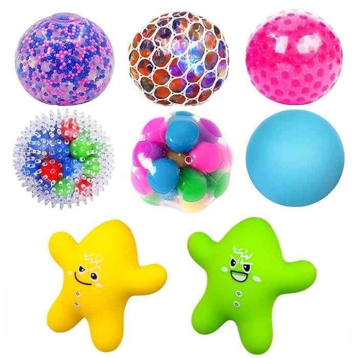 8Pcs Squishy Stress Balls Lighted Stress Relief Squeeze Balls Grape ...