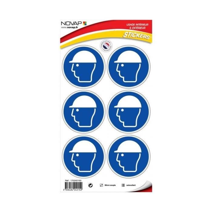 PLANCHE DE 6 PICTOGRAMMES D80 - OBLIGATION DE PORTER UN CASQUE DE ...