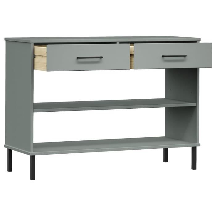 ABB Armoire console avec pieds en métal Gris Bois pin massif OSLO ...
