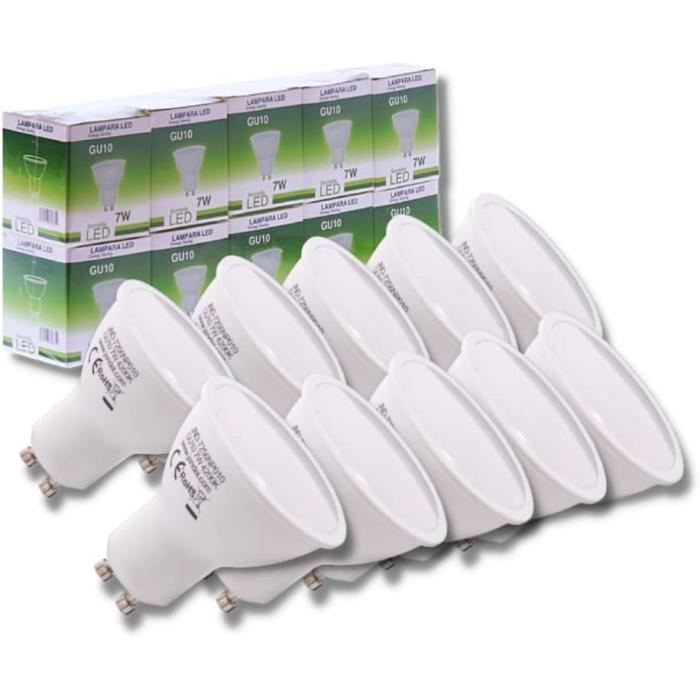 Ampoule Led Gu10 7W, Blanc Chaud 3000K, 650 Lumens, Non Dimmable - Boîte De 10 Unités ...