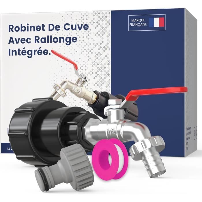 "Robinet Cuve 1000L 1-2 S60X6 IBC- Extension Intégrée, Bouchon Robuste ...