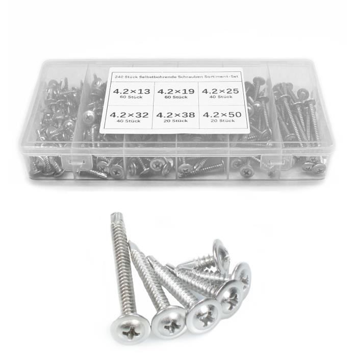 Lot de 240 vis autotaraudeuses en métal (410) en acier inoxydable modifiées à tête Truss[S621 ...