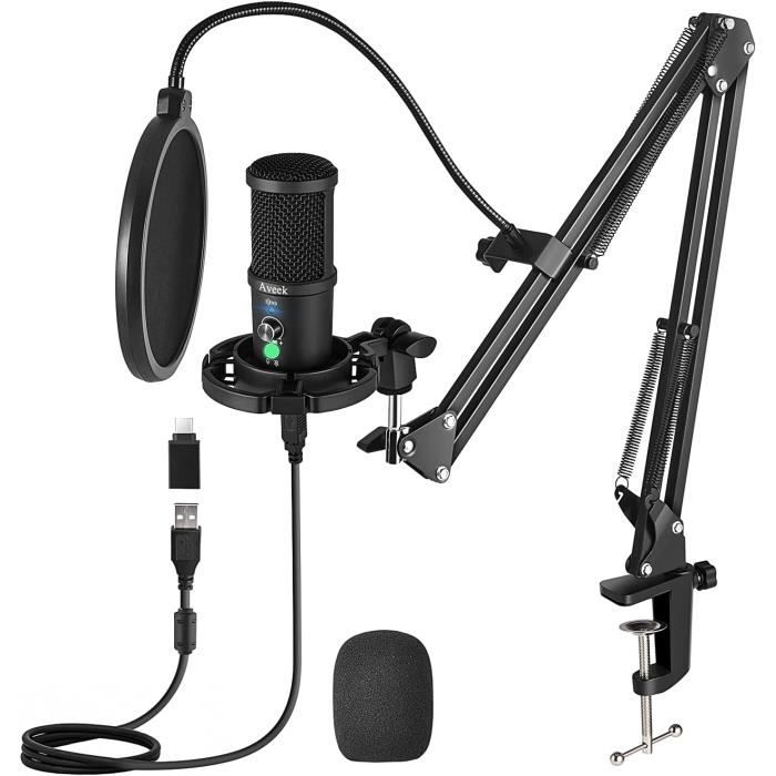 Aveek Microphone de USB à Condensateur pour PC, PS4,Mac et Téléphone ...