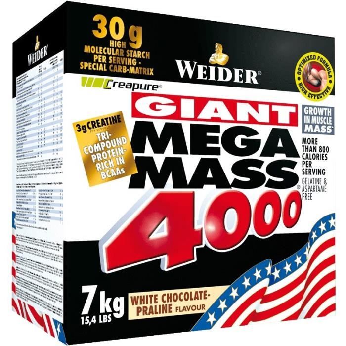 WEIDER Pot de Mega Mass 4000 Choco 7kg - Cdiscount Sport